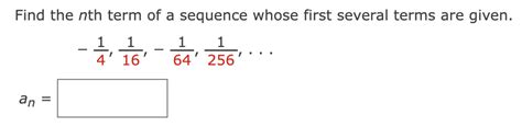 solved find the nth term of a sequence whose first several