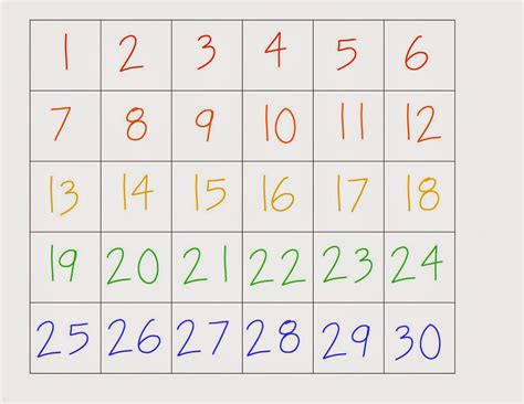 Colorful Numbers 1 30 Printable Printable Free Templates