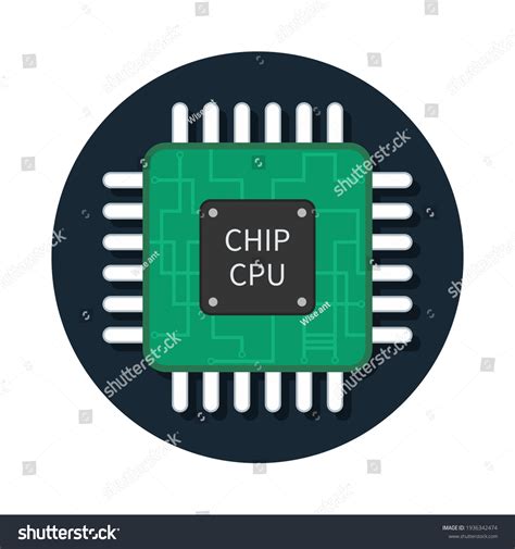 Cpu Chip Icon Microchip Semiconductor Icon Stock Vector Royalty Free