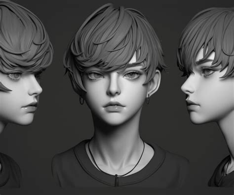 Artstation 340 Anime Boy Head Sculpt References4k Artworks