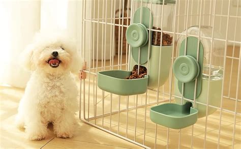 1l Rabbit Food Dispenser Small Animals Pet Feeder And Waterer Set