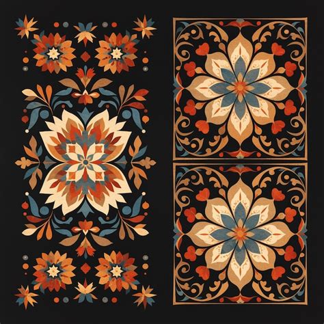 Premium Vector Malaysian Nyonya Beadwork Patterns With Vibrant Colors