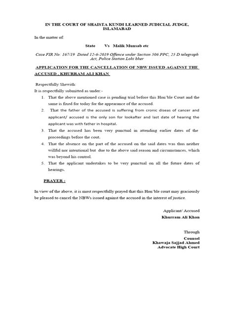 Application Cancellation Of Warrent Pdf
