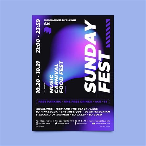 그라디언트 음악 이벤트 포스터 템플릿 무료 벡터