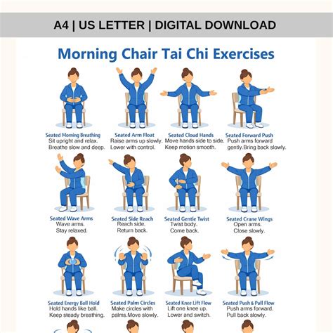 Exercices Matinaux De Tai Chi Sur Chaise Pdf Imprimable Routine De