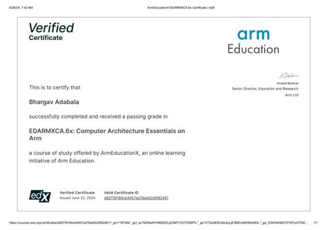 Bhargav Adabala On Linkedin Edx Armeducation Computerarchitecture