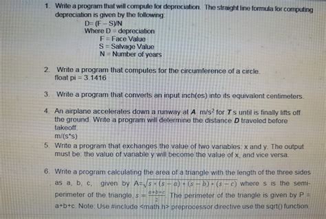 Solved 1 Write A Program That Will Compute For