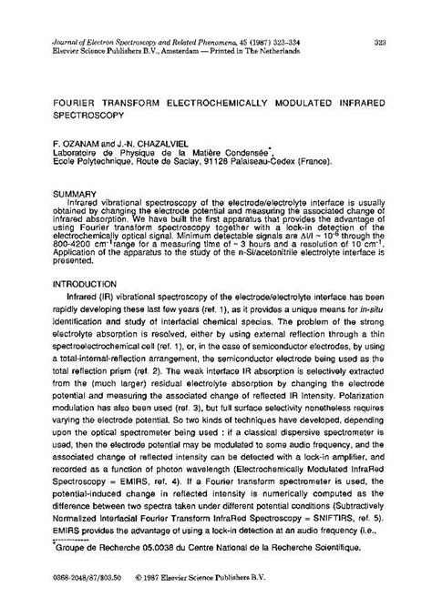 Pdf Fourier Transform Electrochemically Modulated Infrared