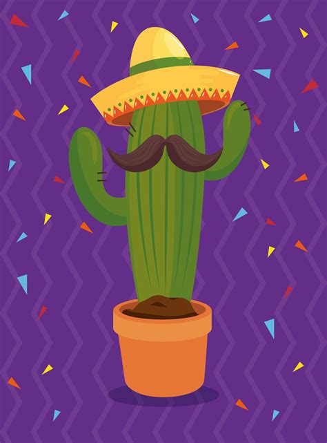 Cactus Mexicano Con Sombrero Y Bigote Diseño Vectorial 4831983 Vector