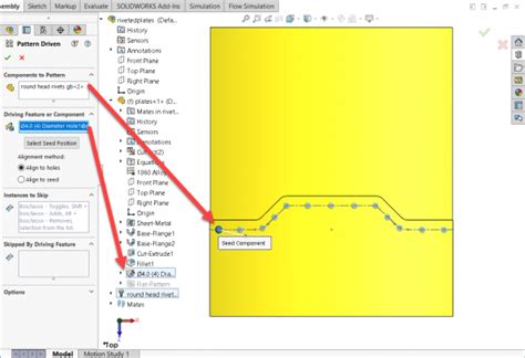 pattern driven component alignment options in solidworks 2020
