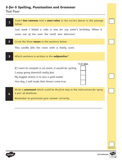 Year 5 Spag Test Four Guide Pdf