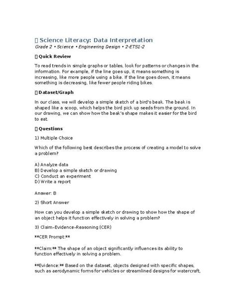 Science Worksheet Data Interpretation And Engineering Design Tpt