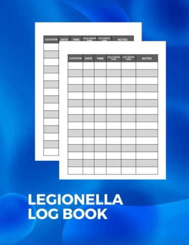 Legionella Log Book Legionella Testing Journal Water Temperature Management And Risk