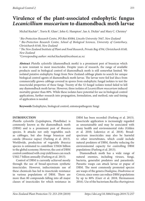 Pdf Virulence Of The Plant Associated Endophytic Fungus Lecanicillium