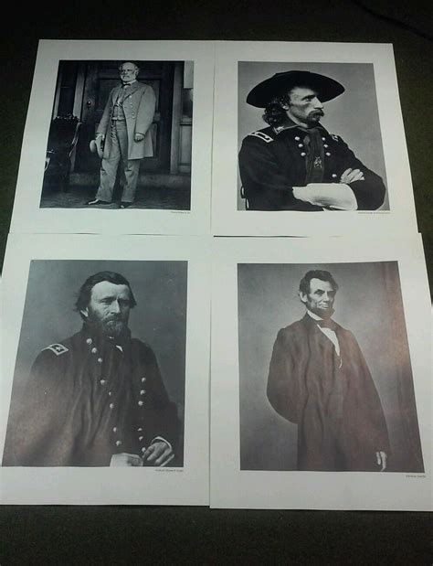 4 Gaf Civil War Photographs Matthew Brady Lincoln Grant Lee Custer 1972