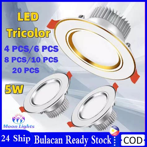Led Tricolor 5w Down Light Round Panel Light Pinlight Ceiling Light