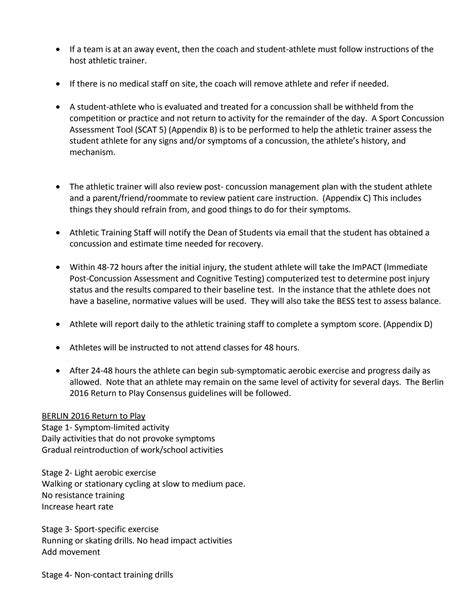 Solution Concussion Management Protocol And Guideline Studypool