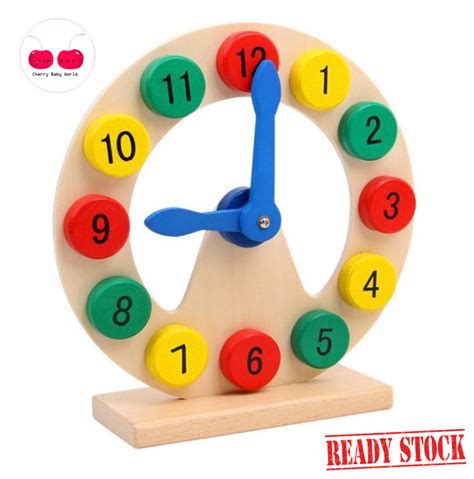 Wooden Clock Toy Numeral Clock Toy Montessori Educational Toy Time And Number Learning 木时钟 Lazada