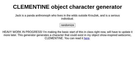 Clementine Object Character Generator