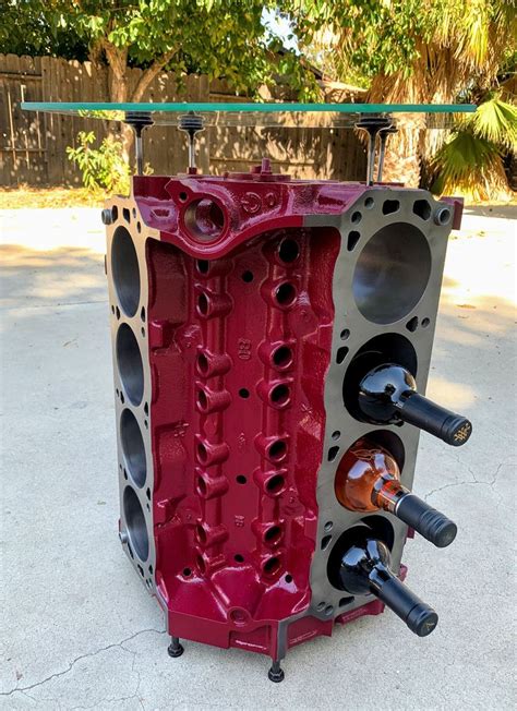 Engine Block Wine Rack Handcrafted Automotive Furniture Unique Home