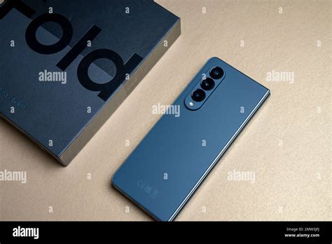 Brand New Samsung Galaxy Z Fold In Grey Green Color The Device Is In The Closed Position