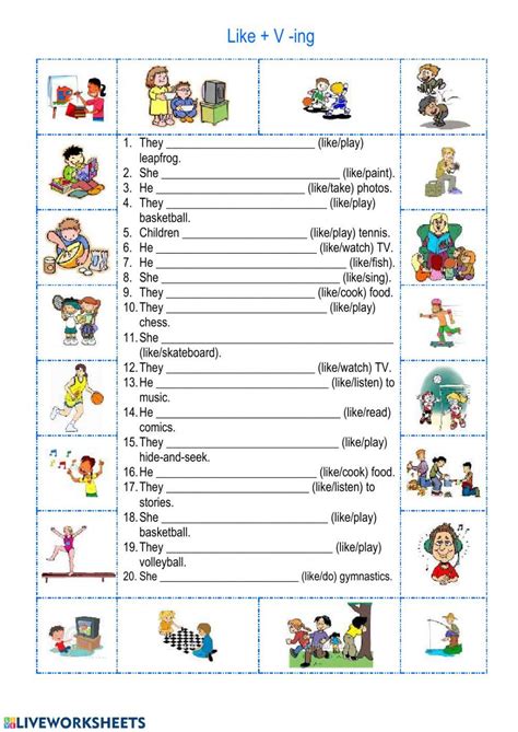 Like V Ing Online Exercise For Live Worksheets