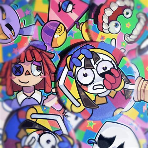 The Amazing Digital Circus Buttons Pins Large 2 25 In Pomni Jax Ragatha Caine Kinger