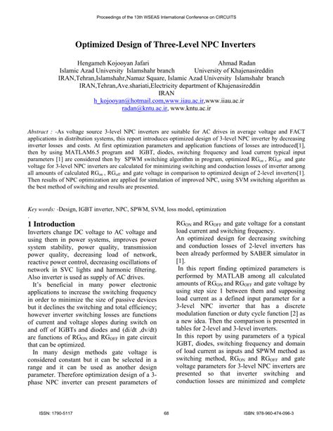 Pdf Optimized Design Of Three Level Npc Inverters