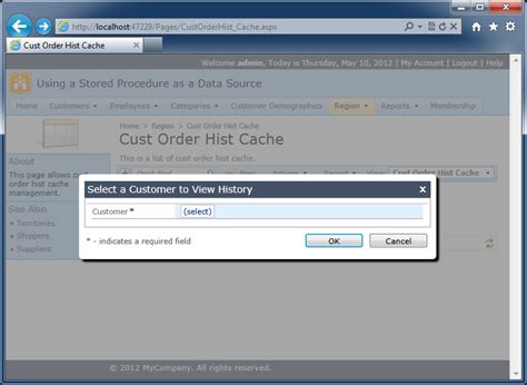 Code On Time Data Sources Stored Procedures Using Output Cache Search Bars And Dialogs