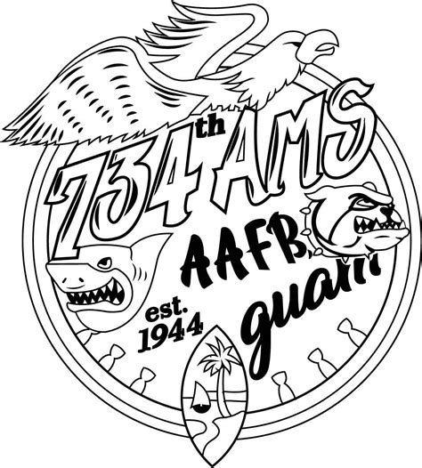 Artstation 734th Ams Aafb Guam Patch Vector File Black White Vector