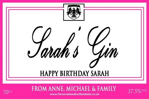 Personalised Gin Labels Personalised Bottle Labels