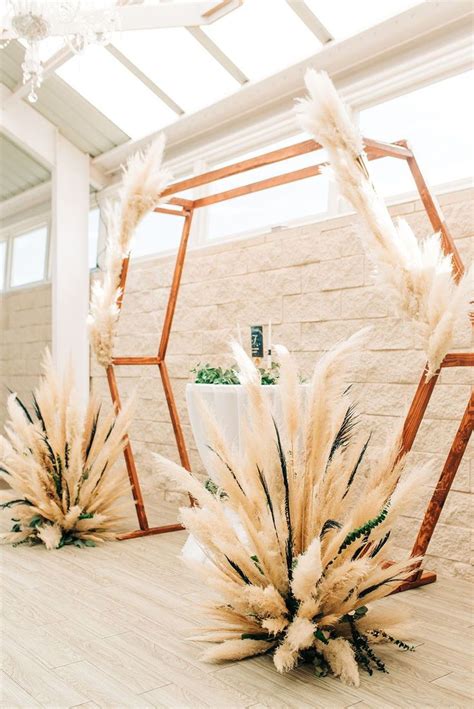 Pampas Grass Hexagon Arch Ceremony Hexagon Wedding Grass Centerpiece