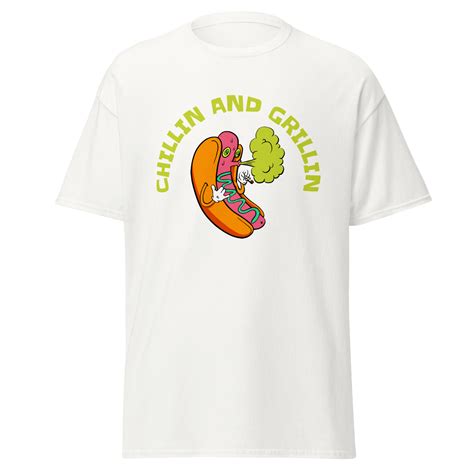 Chillin And Grillin Mens Classic T Shirt Hotdog Smoking Joint Design