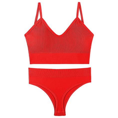 Ohufall Women Seamless Tanks Tops Bra And Panties Sets Underwear Suit