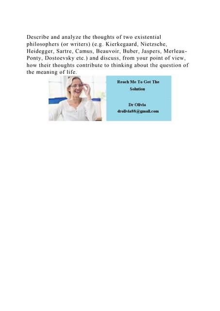 Describe And Analyze The Thoughts Of Two Existential Philosophers Odocx