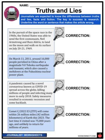 Journalist Worksheets And Facts Career Skills Value