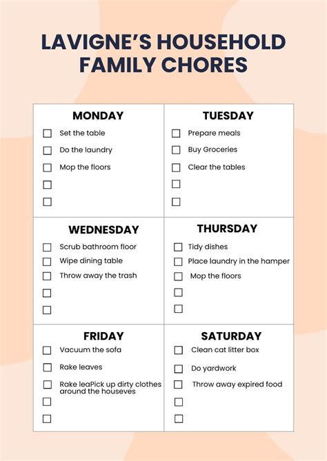 Free Chore Chart Templates Editable And Printable