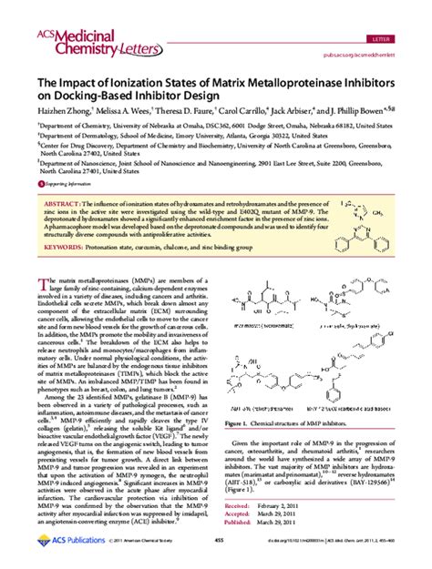Pdf The Impact Of Ionization States Of Matrix Metalloproteinase