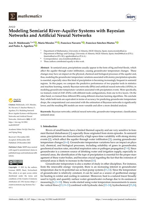 Pdf Modeling Semiarid Riveraquifer Systems With Bayesian Networks And Artificial Neural Networks