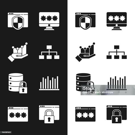 Set Hierarchy Organogram Chart Pie Infographic Browser With Shield Monitor Password Server