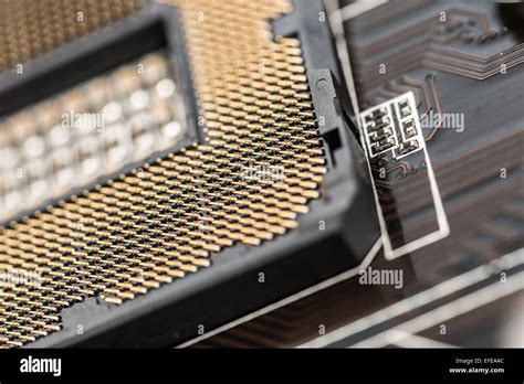 CPU Socket On Computer Motherboard Close Up Stock Photo Alamy