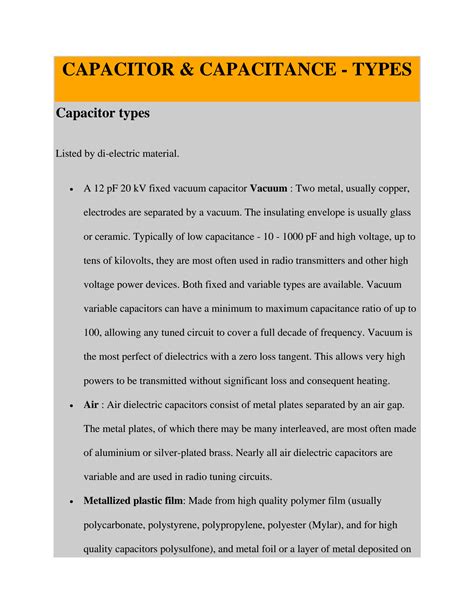 Solution Capacitors And Capacitance Types Academic Class Notes Studypool
