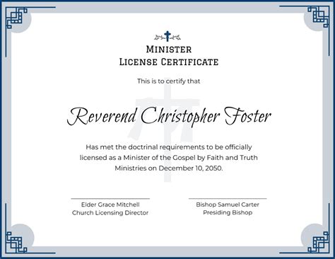 Free Church Minister License Certificate Template To Edit Online