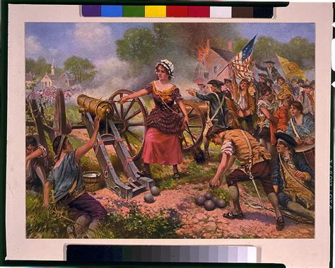[molly Pitcher Firing Cannon At Battle Of Monmouth] E Percy Moran
