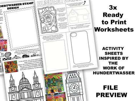 Architecturestamp Designhundertwasser Inspired Tasks Ready To Print Set Of 3 Worksheets