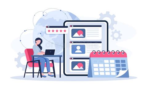 Software Developer Online Woman With Laptop Near Tablet And Calendar