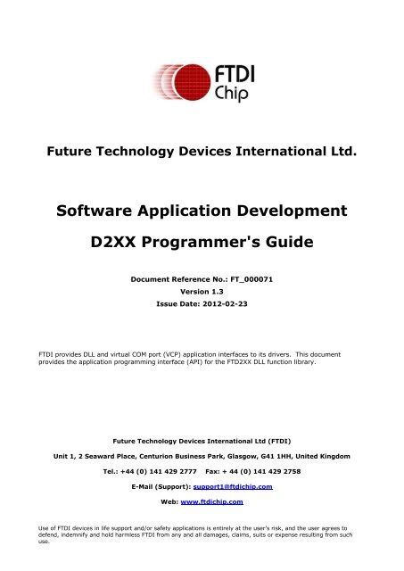 D2xx Programmers Guide Ftdi
