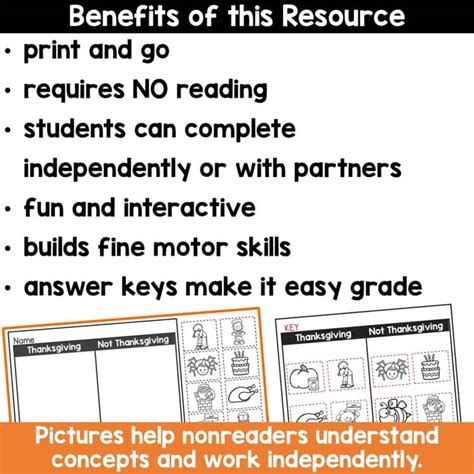 Sorting Objects Into Categories Preschool Thanksgiving Worksheets Kindergarten