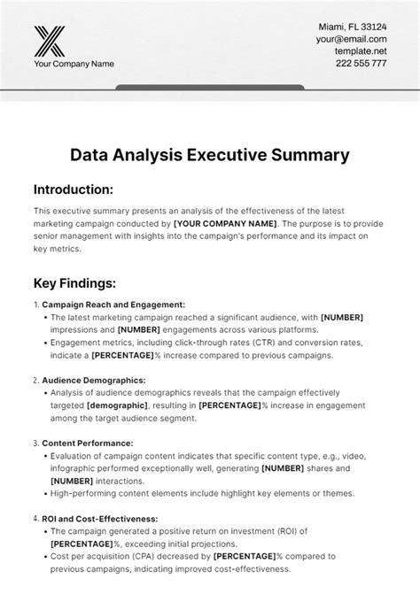 free data analysis executive summary template to edit online