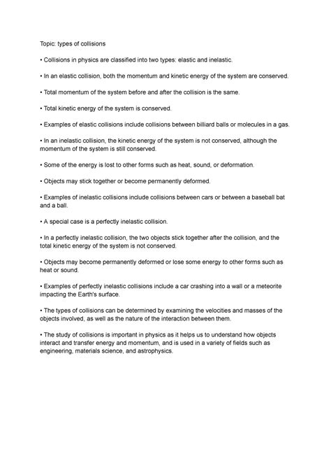 Linear Momentum And Collisions Topic Types Of Collisions Collisions